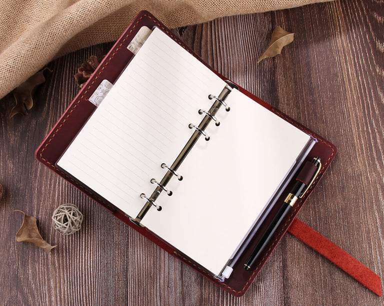 Personalized Refillable 6 Ring Binder Rustic Leather A6 Journal ...