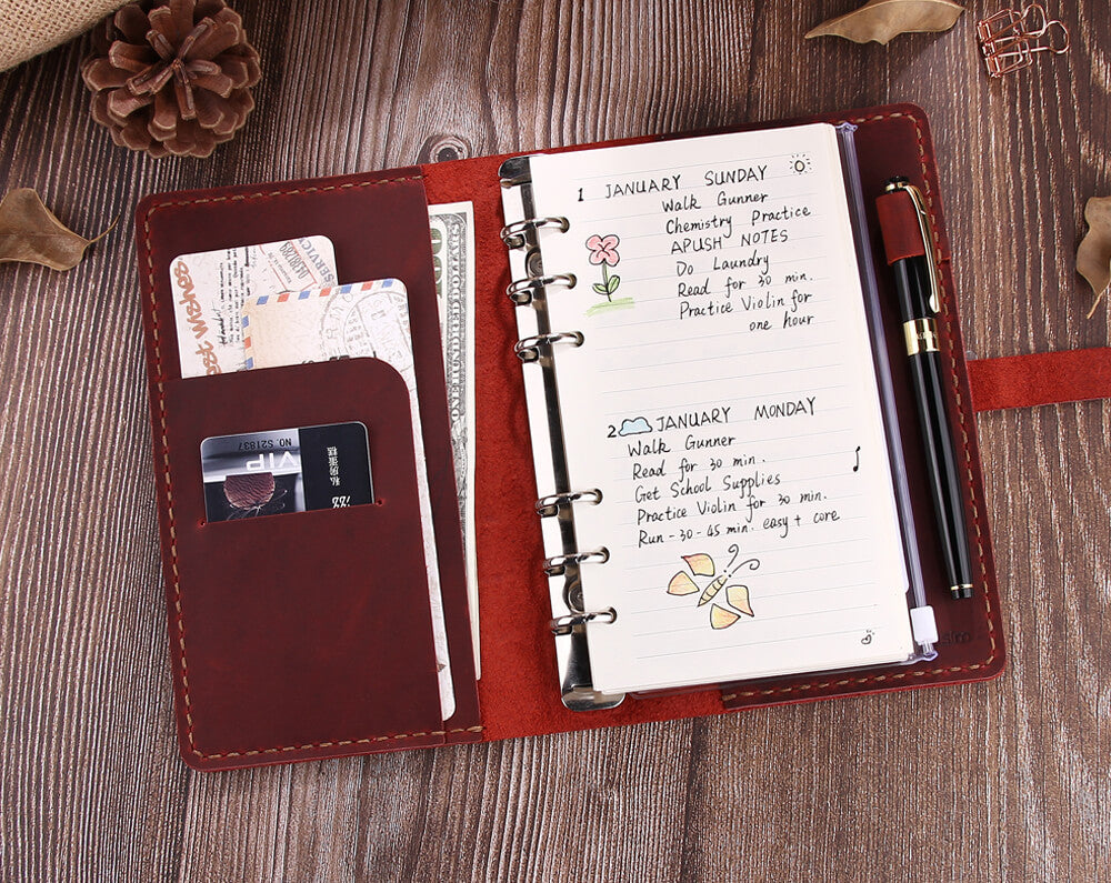 Handmade A6 Ring Binder Leather Journal Notebook | Robrasim